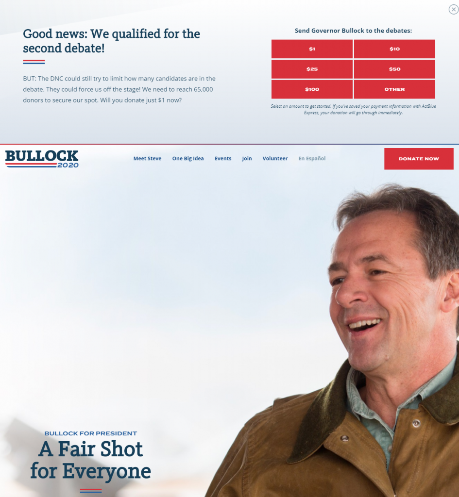 Homepage Snapshot for July 5, 2019: Governor Steve Bullock